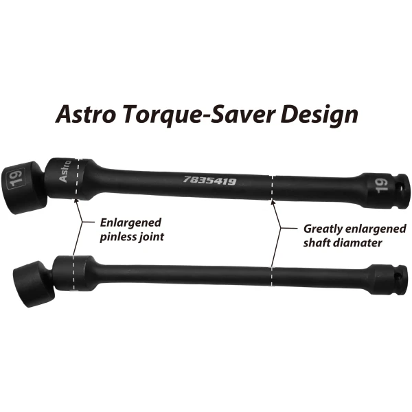 10pc 3/8" Dr 6Pt Pinless Universal Torque-Saver Impact Extension Socket ...